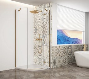 Gelco Trinity Gold Matt čtvrtkruhový sprchový kout 90 x 90 x 200 cm otevírací pravá zlatá sklo čiré GT6590CR-G