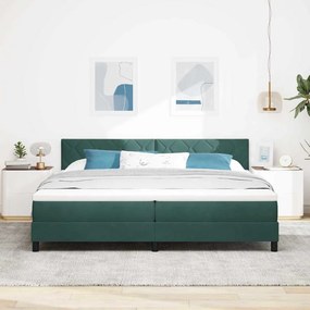 Postel s boxspringem s čelo Tmavě zelená 200 x 200 cm samet 3339263