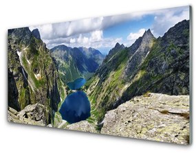 Plexisklo-obraz Hory Údolí Jezera Vrcholy 125x50 cm