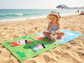 Dětská plážová osuška PEPPA PIG 70x140 cm barevná, 100% bavlněný velur