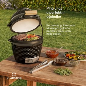 Klarstein Princesize, kamado gril, keramický, 11", uzení, BBQ, pomalé vaření, černý