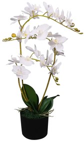Umělá rostlina orchidej s květináčem 65 cm bílá