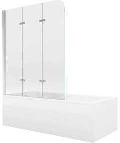 Mexen Cubik obdélníková vana 150 x 70 cm s pláštěm a 3-křídlovou zástěnou 120 cm, Průhledné, Chromovaná - 550315070X9012030100