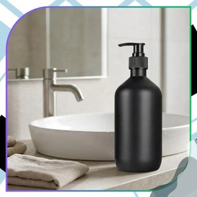 Camerazar Dávkovač mýdla 300 ml matně černá lahvička s pumpičkou do kuchyně nebo koupelny