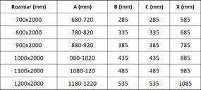 Mexen Exo, výklopné dvojité sprchové dveře 100 cm, čiré sklo, zlatá, 814-100-000-50-00