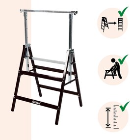 Teleskopické lešenářské kozy DANNY, sada 2 ks, max. 200kg, 60 x 56 x 81-130cm, stříbrná/černá Jurhan