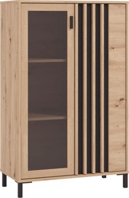 XXXLutz VITRÍNA, černá, dub artisan, 80/128,6/40 cm Hom`in - Kredence a vitríny - 000834014406