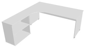 Sestava stolu a skříně pravá 180 cm - Hobis Gate GE 1800 H P Dekor stolové desky: bílá, Dekor lamino podnože: bílá