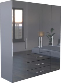 XXXLutz ŠATNÍ SKŘÍŇ, antracitová, vysoce lesklá antracitová, 196/219/59 cm P & B - Šatní skříně - 000885000405