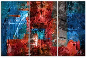 Obraz na plátně třídílný, Červená ruka -nakládaná abstrakce - 90x60 cm