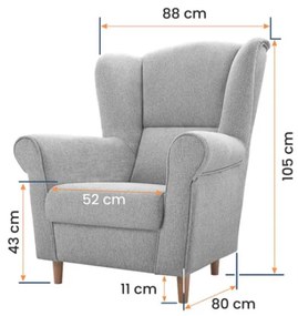 IDZ Sedací souprava: Křeslo LOFT 1 + taburet LOFT, Světlá šedá Avra 16