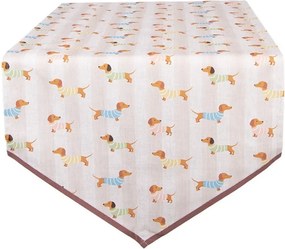 Béžový bavlněný běhoun s jezevčíky Puppy Pullover - 50*160 cm