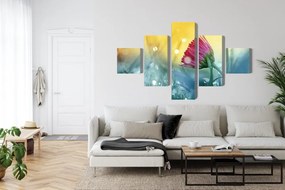 Vícedílný obraz Růžový Květ Na 3D Louce Nedostatek Nedostatek Plátno Canvas 200x120