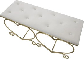 Lavice Heart 105 cm samet zlatá/krémová