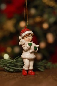 Klasik vánoční ozdoba chlapec se štěňátkem 10cm