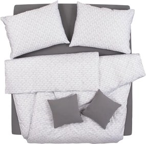 SCANquilt povlečení EXCLUSIVE TENCEL PLUS dobby bílošedá 140 x 200/70 x 90 cm
