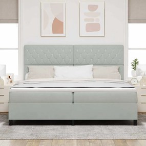 Postel s boxspringem s matrací Světle šedá 200 x 200 cm samet 3339788