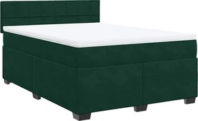 Box spring postel s matrací tmavě zelená 160x200 cm samet 3286357