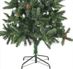 Umělý vánoční stromek s LED osvětlením a šiškami zelený 180 cm 3077744