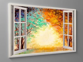 Liox Obraz okno malba podzimní park Rozměr: 100 x 65 cm