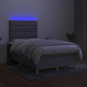 Box spring postel s matrací a LED světle šedá 120x190 cm textil 3270267