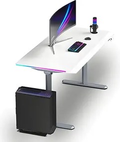 ULTRADESK QUEST šedá-bílá / Herní stůl / 140 × 70 cm / elektricky nast