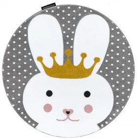 Hans Home | Dětský kusový koberec Petit Bunny grey kulatý - 120x120 (průměr) kruh