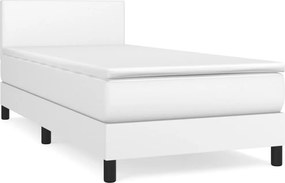 Box spring postel s matrací bílá 90x200 cm umělá kůže 3140982
