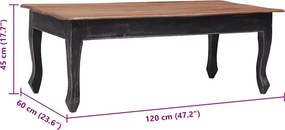 Konferenční stolek černý 120 x 60 x 45 cm masivní mahagon 283904