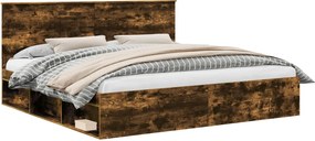 Rám postele Kouřový dub 200 x 200 cm Masivní borové dřevo 3410969
