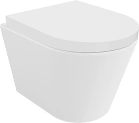 Mexen Rico, závěsná WC mísa 490x360x370 mm, Rimless Tornádo + WC sedátko z duroplastu, bílá lesklá, 30720200T