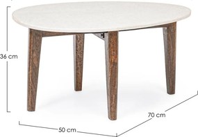 Bílý/v přírodní barvě konferenční stolek s mramorovou deskou 50x70 cm Sylvester – Bizzotto