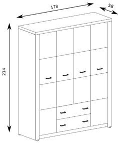 Ložnice INDIANAPOLIS t | sestava A | jasan tmavý