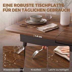 HOMCOM Rozkládací jídelní stůl 130-160 cm, kuchyňský stůl s zaoblenými rohy, světlý ořech