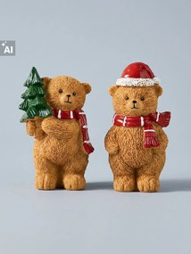 Sinsay - Stojící vánoční dekorace ve tvaru medvídků s vánočním stromkem 2 pack - vícebarevná