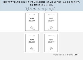PEPŘ ZELENÝ - Samolepka na kořenky 3 x 4 cm - DomaLEPP varianta: BÍLÁ - tučné písmo