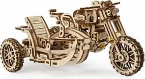 Ugears 3D dřevěné mechanické puzzle UGR-10 Motorka (scrambler) s vozík