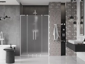 Mexen Velar L Duo, posuvné sprchové dveře do otvoru 160 cm, 8mm sklo námraza, bílá matná, 871-160-003-32-20