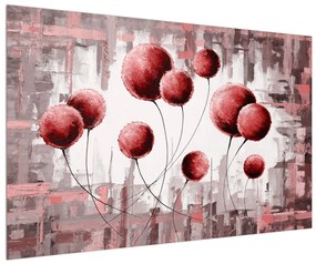 Abstraktní obraz - červené balónky (120x80 cm)