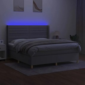Box spring postel s matrací a LED světle šedá 180x200 cm textil 3138973