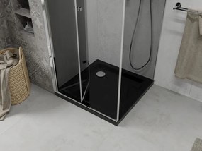 Mexen Lima, sprchový kout se skládacími dveřmi 80 (dveře) x 80 (stěna) cm, 6mm šedé sklo, chromový profil + slim sprchová vanička černá + chromový sifon, 856-080-080-01-40-4070