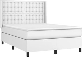 Box spring postel s matrací bílá 140 x 190 cm umělá kůže 3132496