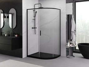 Mexen Exo sprchový kout půlkruhový asymetrický posuvný 100 x 90 cm, transparentní, černá - 8131-100-090-70-00