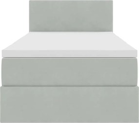 Postel s úložným prostorem s čelo Světle šedá 90 x 190 cm samet 3370665