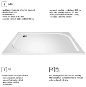 Mereo Mereo, Kora Lite sprchový set: sprchový kout 90x90x185cm, chrom ALU, sklo čiré, 90 cm, vanička, sifon, CK34123ZM