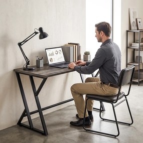 HOMCOM počítačový stůl 120 × 60 cm – industriální Z-rám, patinovaná šedá