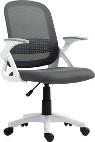 HOMCOM ergonomická síťovaná kancelářská židle se sklápěcími područkami, bederní podporou, výškově nastavitelná otočná židle s náklonem, šedá | Aosom