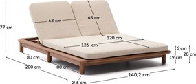 Dvoumístné dřevěné polohovací zahradní lehátko v přírodní barvě Turqueta – Kave Home