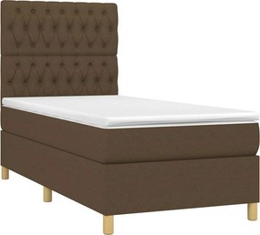 Box spring postel s matrací a LED tmavě hnědá 100x200 cm textil 3135656