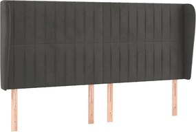 Čelo postele typu ušák tmavě šedé 203x23x118/128 cm samet 3118261